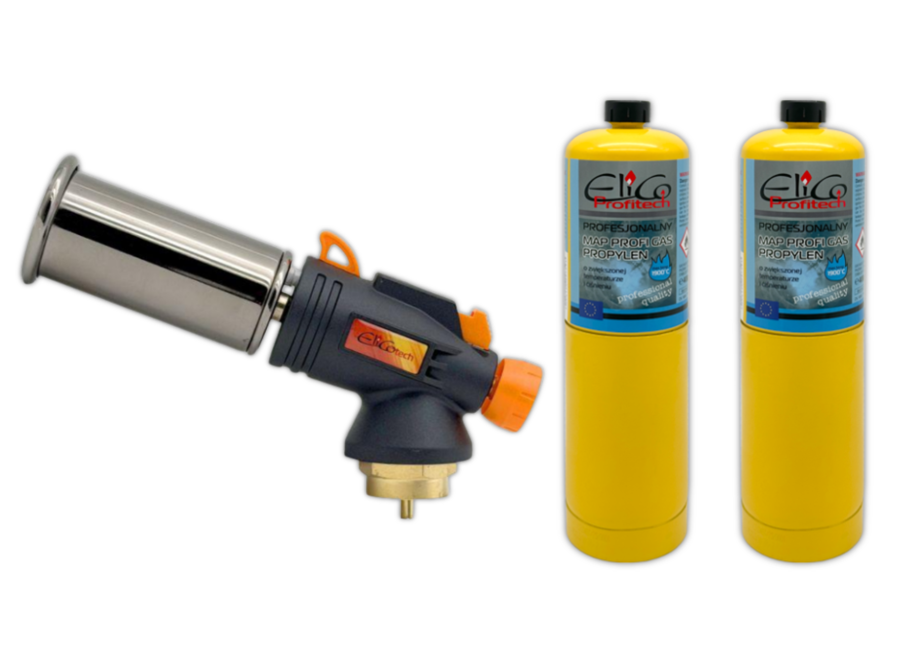 Palnik do podgrzewania i opalania + 2x kartusz Mapp Profi Gas Propylen ...